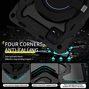 DWaybox Case for Xiaomi Pad 6 / Pad 6 Pro 11.0 inch, PC + Silicone 3-Layers Combo Armor Heavy Duty Shockproof Cover with 360° Rotating Ring Stand -Black