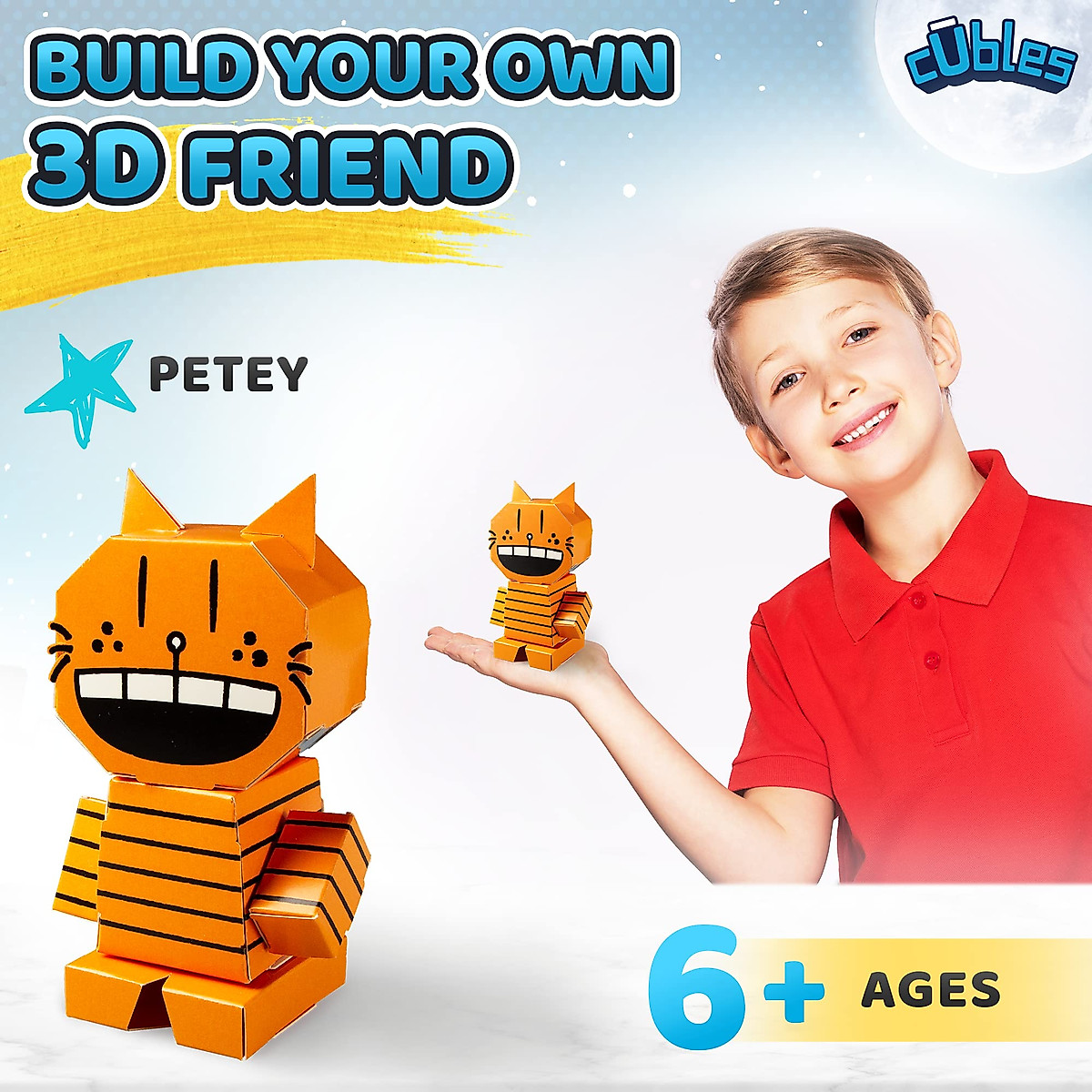 Cubles Toy Building Set, 3D Puzzle Meets Origami Kit, STEM Toys - The Dog Man Series - Petey