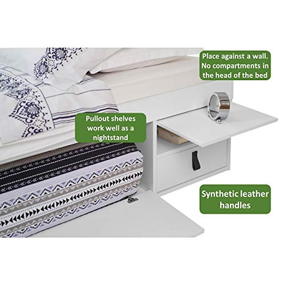 memomad Bali Storage Platform Bed with Drawers (King Size, Off White)