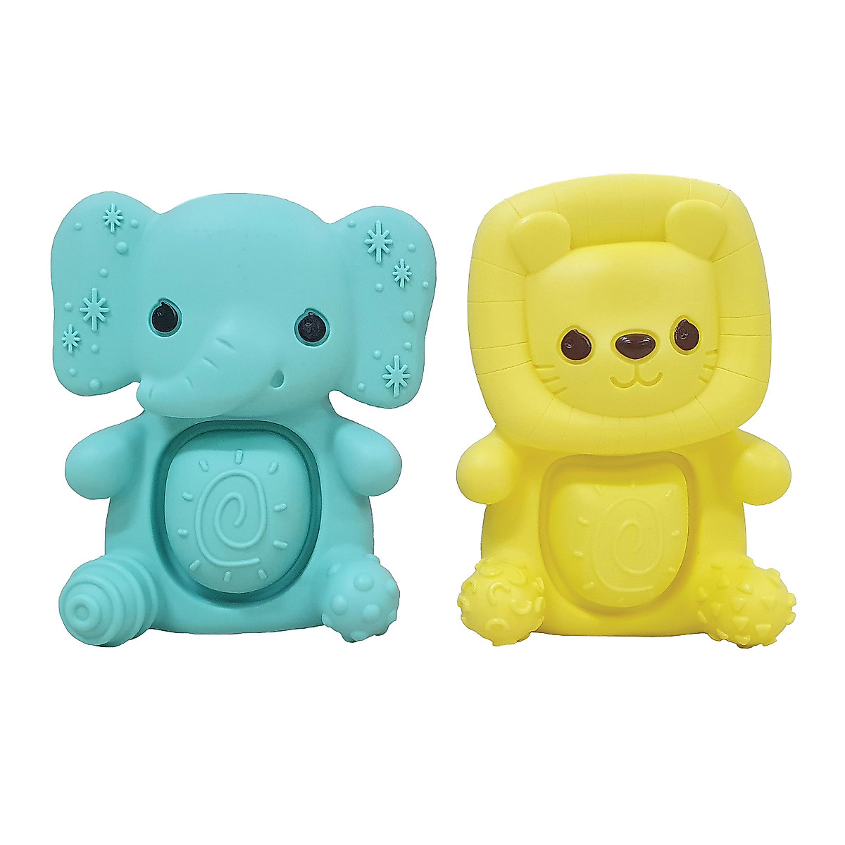 Infantino Teethimal Pop Pals - Elephant & Lion Sensory Popper Toy with Soothing Teething Textures for Infants & Toddlers, 6M+