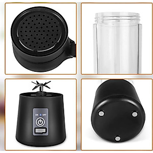 Portable Blender,Personal Blender for Smoothies and shakes with Rechargeable USB Port, 380ml mini Personal Size Blender with 6 Blades (black)