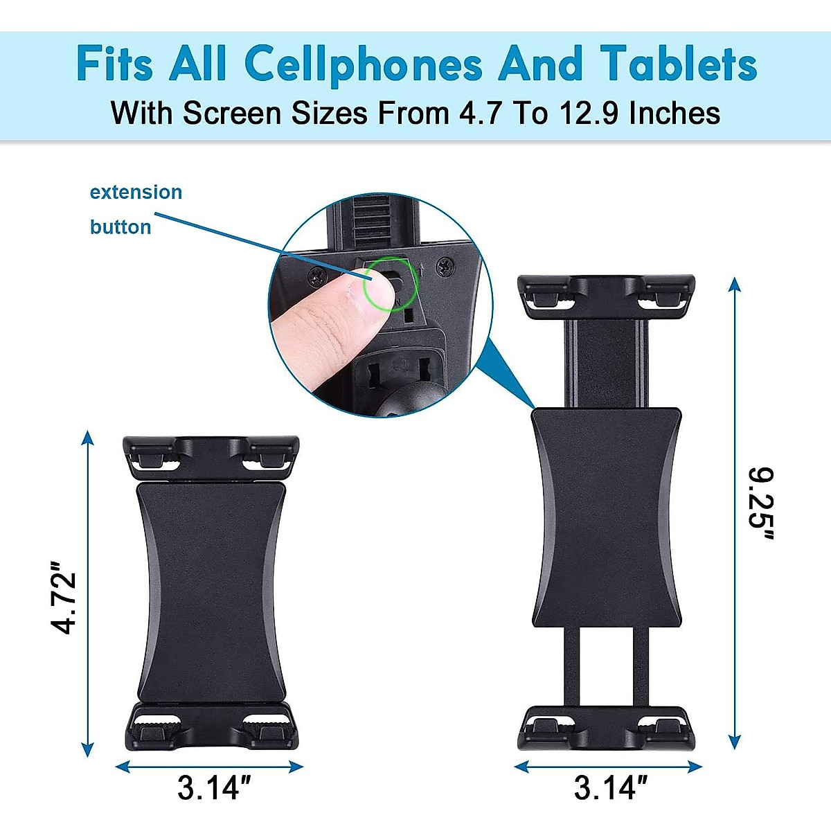 JUBOR Tablet Holder, Bike ipad Holder Stand for Indoor Gym Treadmill, Stationary Bicycle and Spin Exercise Bike, Tablet Mount Clamp for iPad Pro 12.9, Mini, Air, Galaxy Tabs and 4.7-12.9" Devices