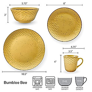 Pfaltzgraff Bumblebee 16 Piece Dinnerware Set, Service for 4, Yellow