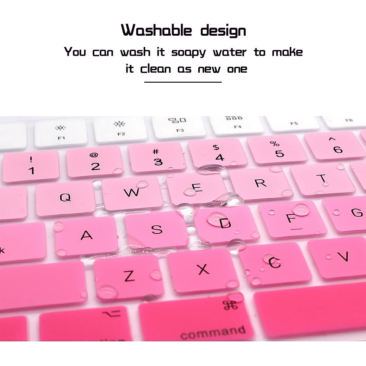 HRH Ombre Pink Silicone Keyboard Cover Keypad Skin for Magic Keyboard with Numeric Keypad A1843 MQ052LL/A Released in 2017 (US Layout)