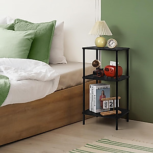 BTY Industrial 3 Tier Tall Side Table, 30" H, Black, Console Table, End Table