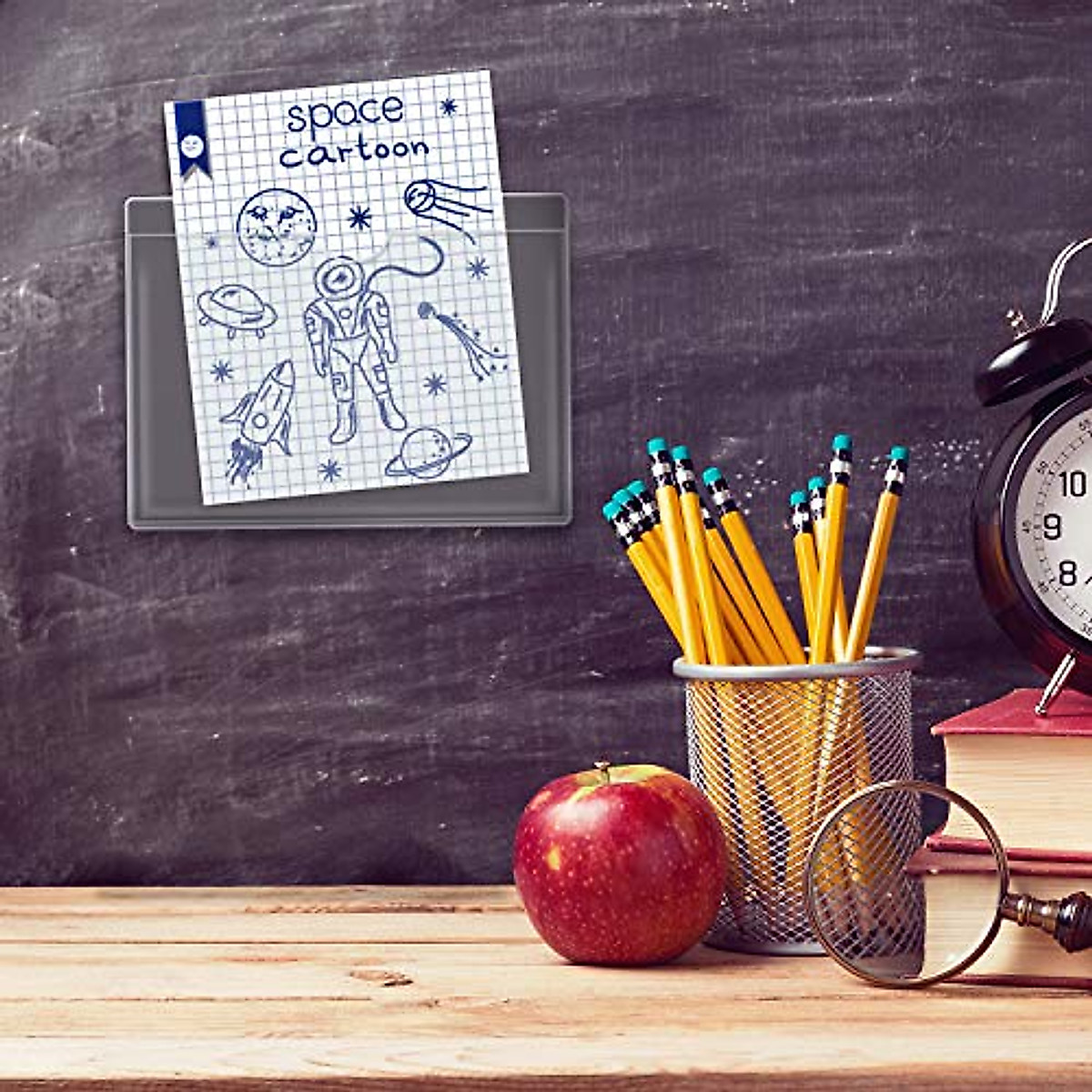 30 Pack Self-Adhesive Index Card Pockets with Top Open for Loading - Ideal Card Holder for Organizing and Protecting Your Index Cards - Crystal Clear Plastic (3.6 x 4.8 Inches)