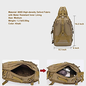 BraveHawk OUTDOORS Tactical Fishing Tackle Sling Backpack, 800D Military Nylon Oxford Multipurpose Shoulder Pack