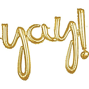 Anagram International Phrase Yay Party Balloon, 35", GOLD