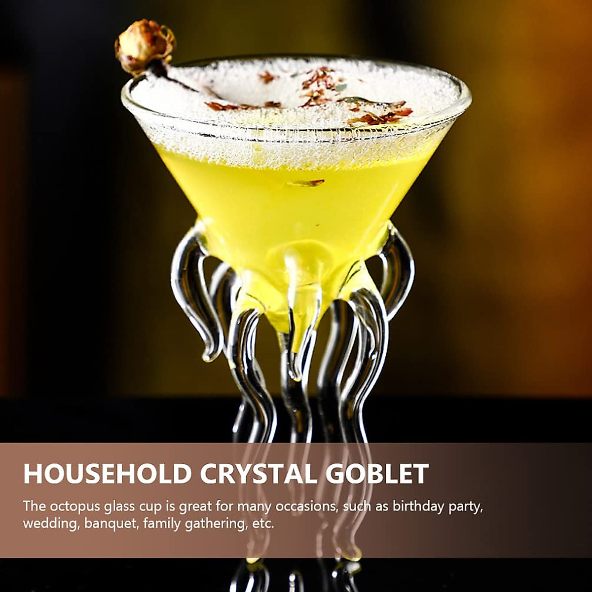 Cabilock Cocktail Glass Goblet Octopus Glass Wine Cups Party Drinking Cups Exquisite Martini Glasses Novelty Drink Cup for Party Bar