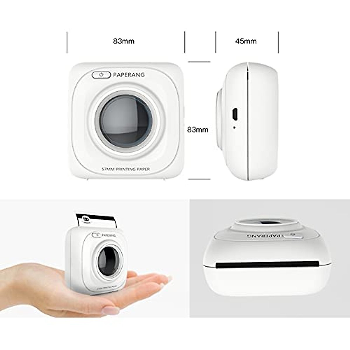 BISOFICE PAPERANG Pocket Printer BT Wireless Thermal Printer Portable Mobile Printer 200dpi for Photo Picture Receipt Memo Note Label Sticker Compatible with Android iOS Windows Mac