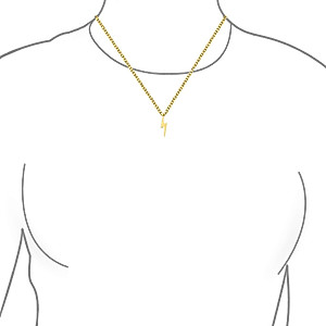 Delicate Minimalist Geometric Zig Zag Flash Lightning Bolt Pendant Necklace For Women For Teen 14K Gold Plated .925 Sterling Silver