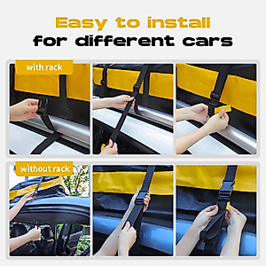 NABIYE Rooftop Car Cargo Carrier Bag 15 Cubic Feet, Waterproof Car Rooftop Bag with Anti-Slip Mat and 6 Door Hooks, Suitable for All Vehicle with/Without Rack
