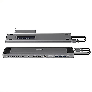 j5create USB C Dual 4K 60Hz Display Docking Station (12-in-1), Built-in M.2 SSD Slot, HDMI, DisplayPort, 10Gbps USB-A, Card Reader, PD 100W, Ethernet, for 2021 MacBook Pro (JCD552)