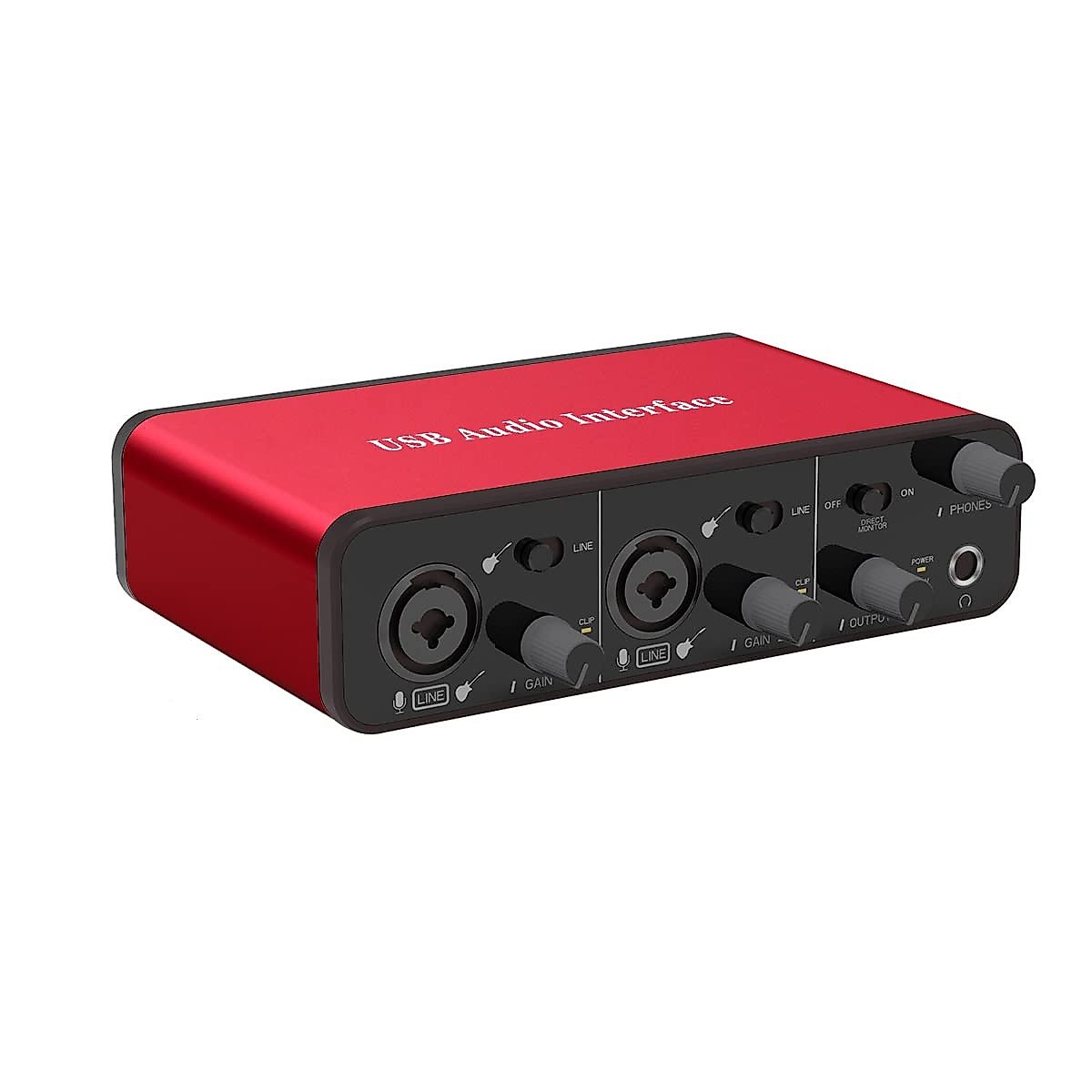 ZUZONG 2i2 Audio Interface Audio Interface USB Microphone Preamps with 48V Phantom Power 24 Bit Support Smartphone/Tablet/Computer and Other Equipment Recording（No DAW Recording Software）