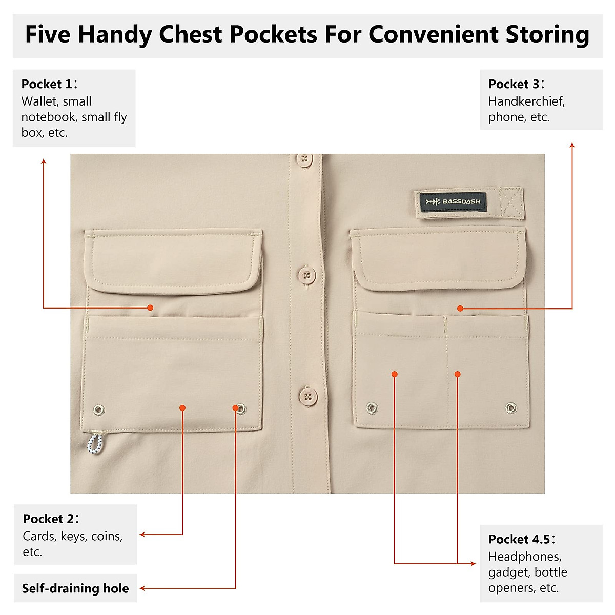 BASSDASH Women's UPF 50 Long Sleeve Fishing Hiking Button Down Shirt Performance Quick Dry FS21W Khaki