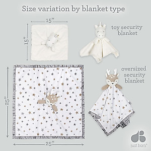 Just Born Boys and Girls Newborn Infant Baby Toddler Nursery Cuddleplush Toy Animal Security Blanket, Gray Elephant, One Size