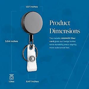 2 Pack Heavy Duty Retractable Badge Holder Reel, Will Well Metal ID Badge Holder with Belt Clip Key Ring for Name Card Keychain [All Metal Casing, 27.5" UHMWPE Fiber Cord, Reinforced Id Strap]