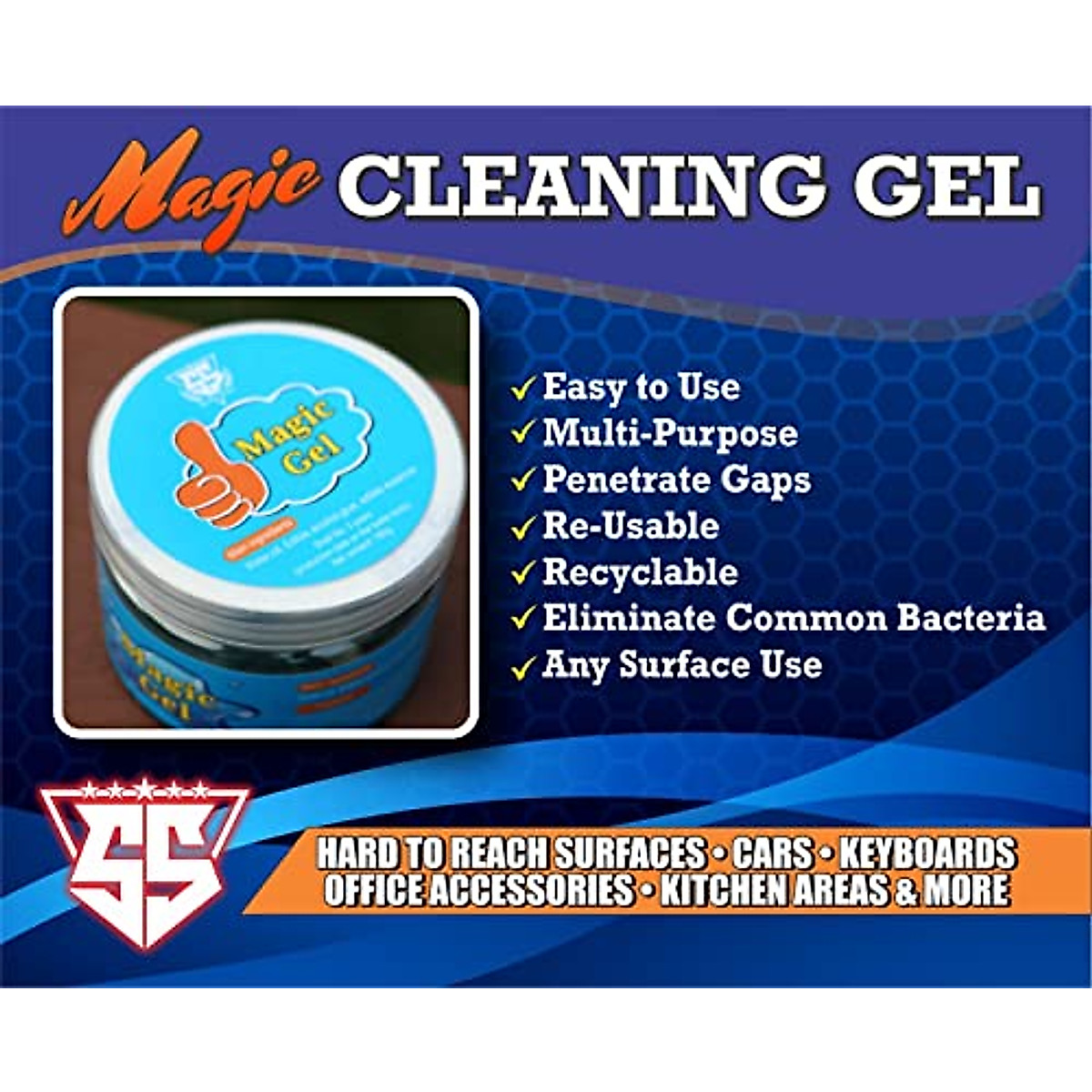 Cleaning Slime Gel for Car -Dust Cleaning Gel for Keyboard - Safe & Reusable Car Slime -Easy-to-Use Car Cleaning Kit -Universal Dust Cleaner for Home & Office -Laptop Cleaning Gel (160g) Blue