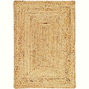 Homespice George 8x10' Natural Jute Braided Rugs for Your Farmhouse Living Room Rug A Natural Area Rug