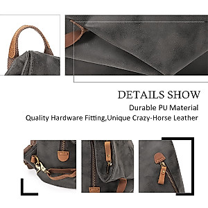 KL928 PU Leather Vintage Backpack – Large Casual Daypack Outdoor Travel Rucksack Hiking Backpacks for Men Women