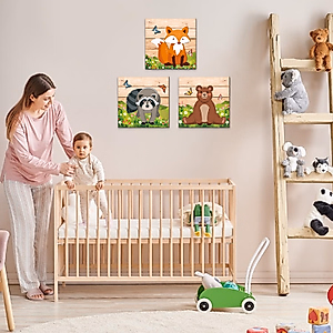 CAKIROTS 3D Woodland Nursery Decor for Bear Racoon and Fox Baby Boy Nursery Decor for Kids Bedroom, Baby Room Decor Gift