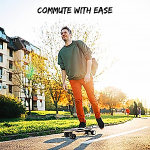 CAROMA 350W Electric Skateboard for Adults Teens, 27.5" 7 Layers Maple Electric Longboard with Remote, 12.4 MPH Top Speed, 8 Miles Max Range, 220lbs Max Load E Skateboard