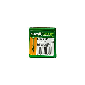 SPAX 5/16" x 8" Exterior Washer Head Structural Wood Lag Screws Powerlags Torx T-Star (50 EA) Bit Included Heavy Duty Rust Resistant