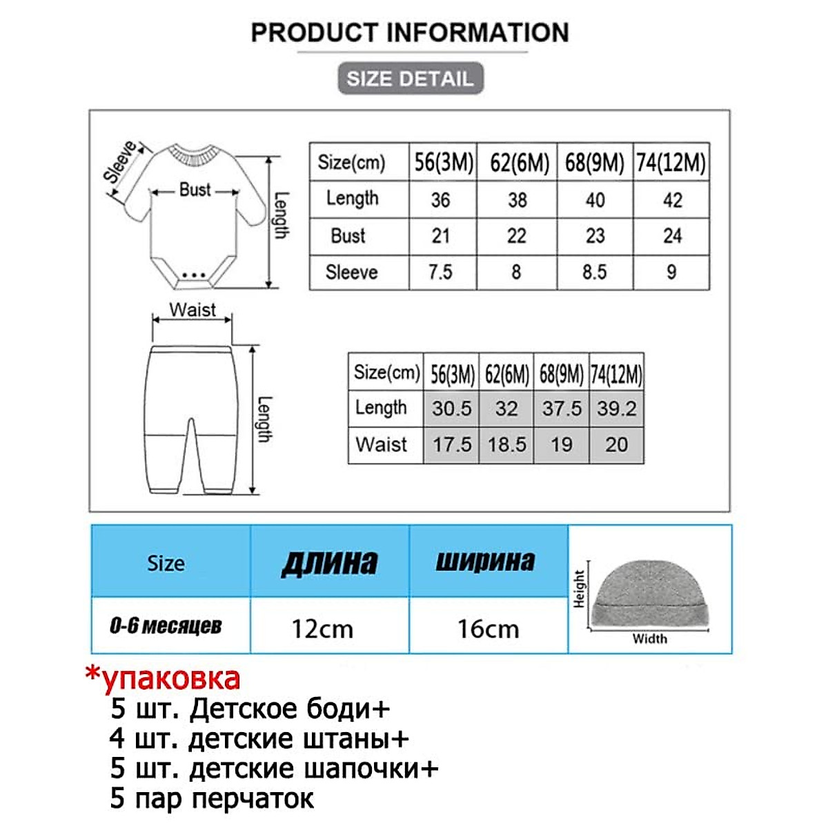 Kiddiezoom Newborn Baby Girl Boy Clothes Baby Outfits Pants Bodysuits Gifts Set Layette Set 0-3 Months