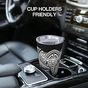 JIESAJ Polynesian Hawaiian Samoan Tribal Insulated Tumbler 20oz Insulated Tumbler For Men Womens Car Cup