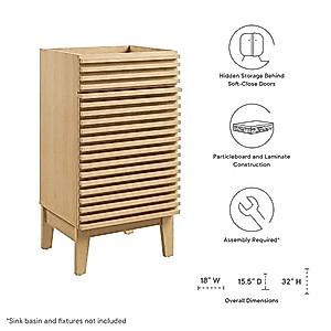 Modway Render 18" Bathroom Vanity in Oak - Sink Basin Not Included