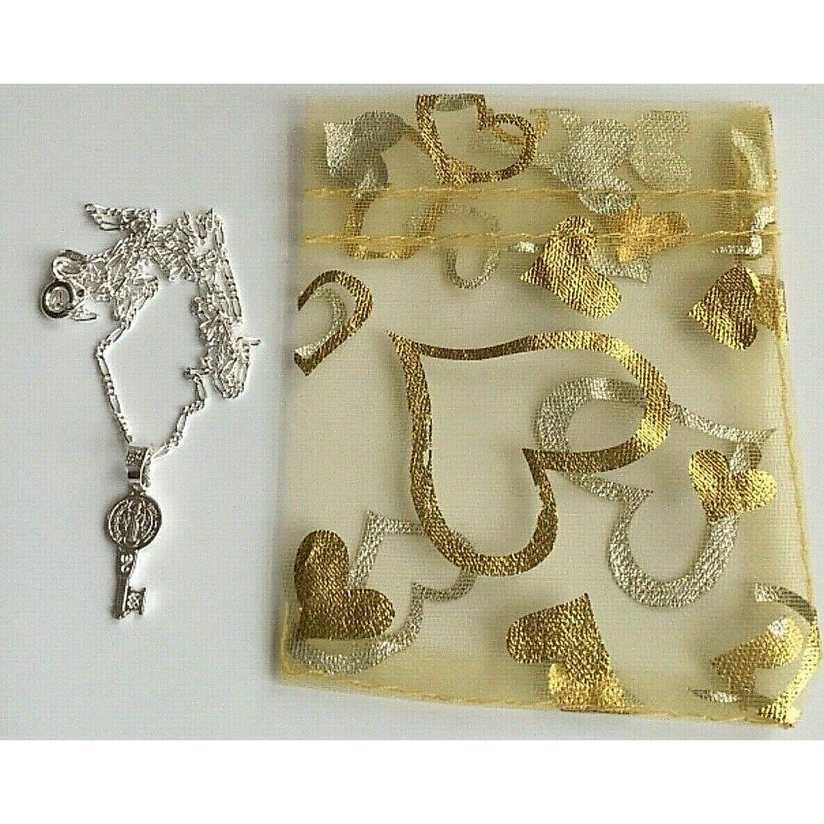 LUXURYGOLD888 925 STERLING SILVER SAINT BENEDICT KEY NECKLACE 18" LONG-22mm/CADENA DE SAN BENITO LLAVE 18" LARGO