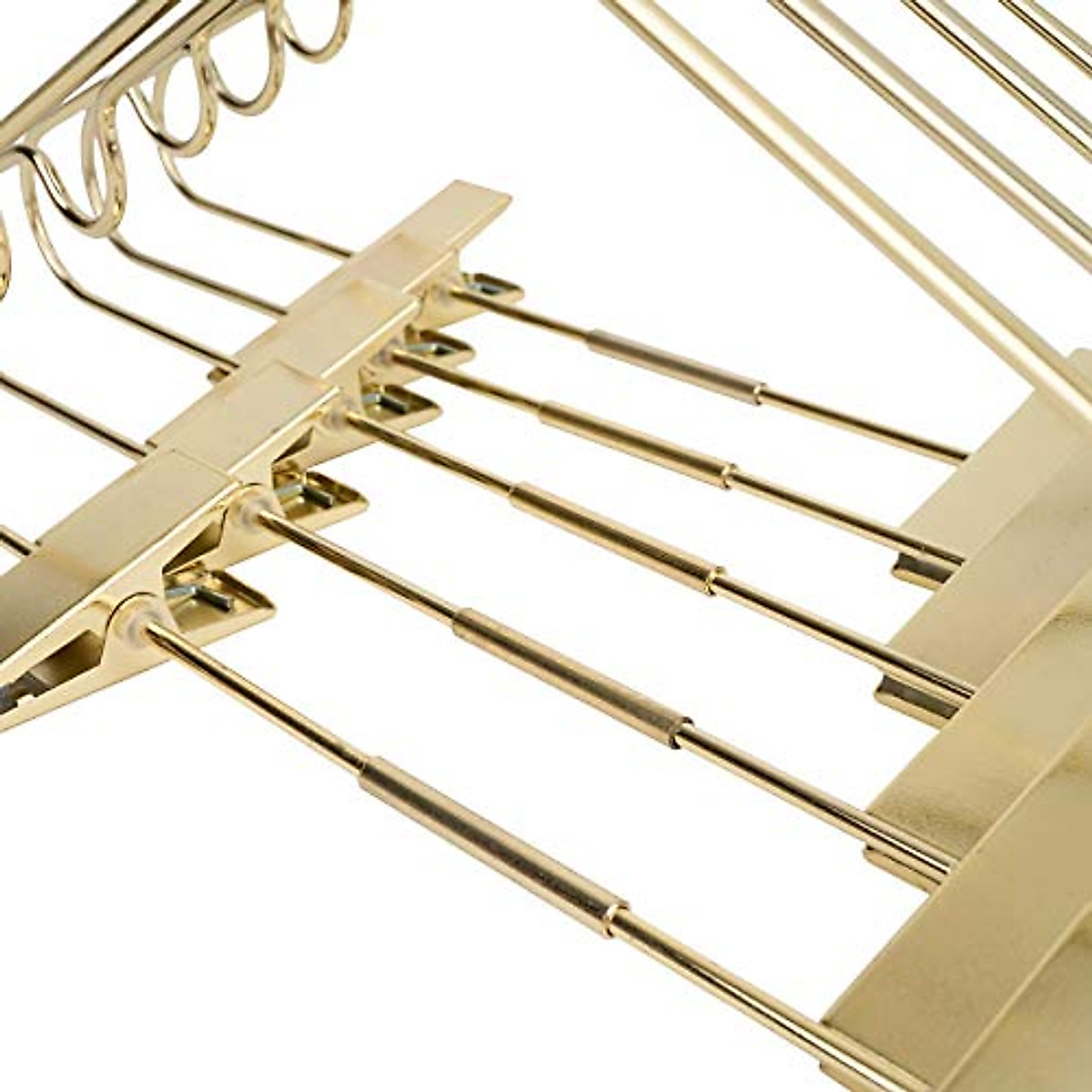 Koobay Metal Pants Hangers,12.5" Heavy Duty Skirt Slack Hangers, Gold Metal Trousers Hangers with 2 Adjustable Non Slip Clips, Shirts Coat Hangers Clothing, Space Saving Baby Clothes Hangers,25Pack