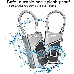 Fingerprint Lock with Key Backup, Smart keyless Waterproof Fingerprint Padlock Ideal for Gym, Door, Suitcase, Luggage Backpack, Bike, Office