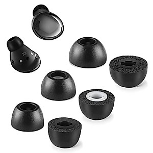 Memory Foam Tips for Samsung Galaxy Buds Pro / Plus / Jabra Elite 85t, No Silicone Eartips Pain, Anti-Slip Replacement Ear Tips, Fit in The Charging Case, 3 Pairs (Assorted Sizes S/M/L, Black)