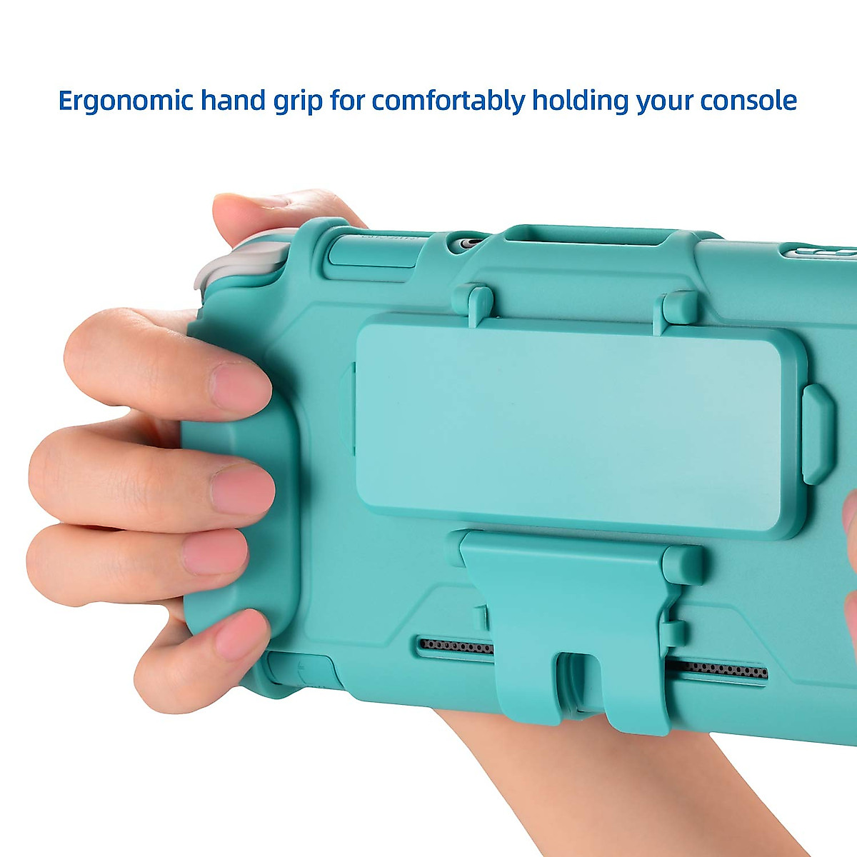 Protective Case Bundle for Nintendo Switch Lite, Tempered Glass Screen Protector, 4 Game Card Slots, Kick-Stand, Ergonomics Hand Grip, Shockproof, Anti-Scratch, Slim for Nintendo Switch Lite Case Blue