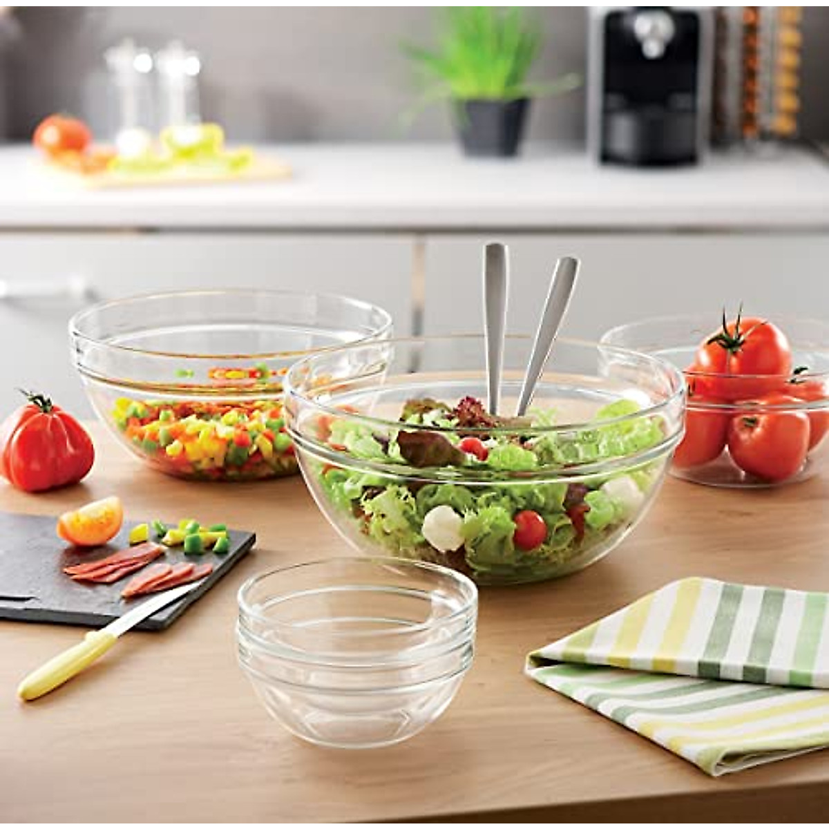 Luminarc Stackable Bowl 10-Piece Set, Glass, 1, Clear