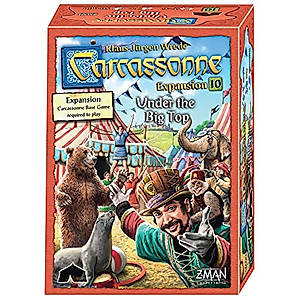 Carcassonne Under the Big Top Board Game EXPANSION - Thrilling Circus Adventures Await! Medieval Strategy Game for Kids and Adults, Ages 7+, 2-6 Players, 45 Minute Playtime, Made by Z-Man Games