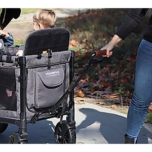 WONDERFOLD Stroller Wagon Pull Handle Featuring Vegan Leather Cover for Comfortable Grip, Three Adjustable Heights, and Carriage Attachment Buckle (Compatible with W-Series Models Only)
