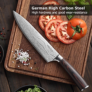 PAUDIN Chef Knife with Sheath- Pro Kitchen Knife 8 Inch Chef's Knives with High Carbon Stainless Steel, Sharp Knife with Ergonomic Handle for Home Kitchen Restaurant