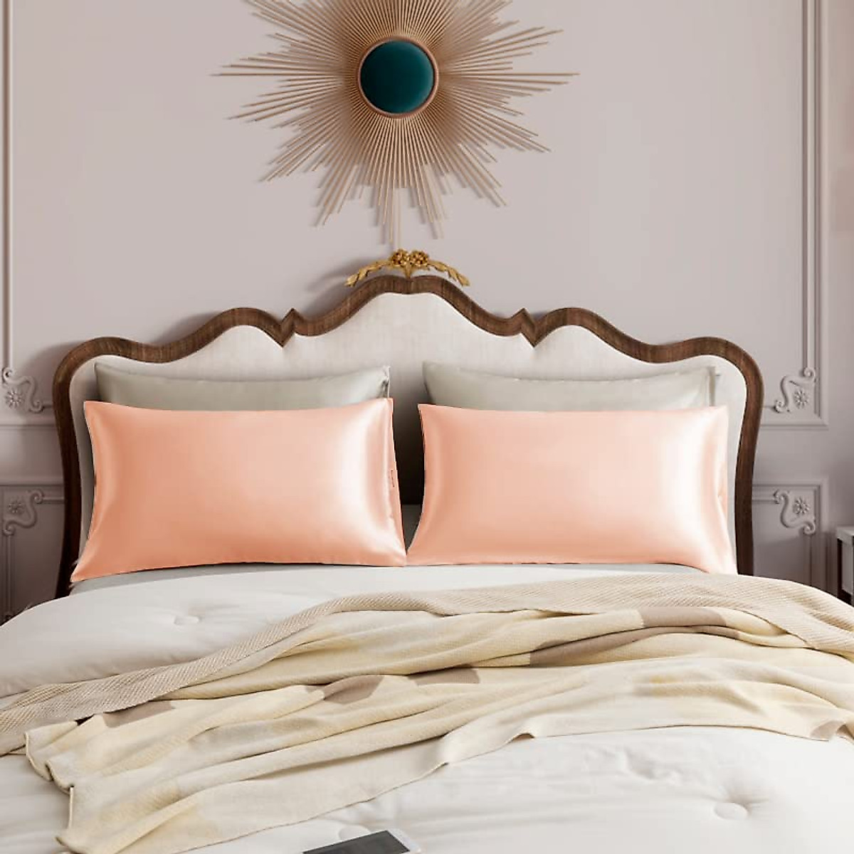 HeavySleepers Pillowcases Queen Size Set of 2,Silk Pillowcase for Hair and Skin,Pillowcase 2 Pack 20x30 inches, Slip Satin Pillowcase with Envelope Closure