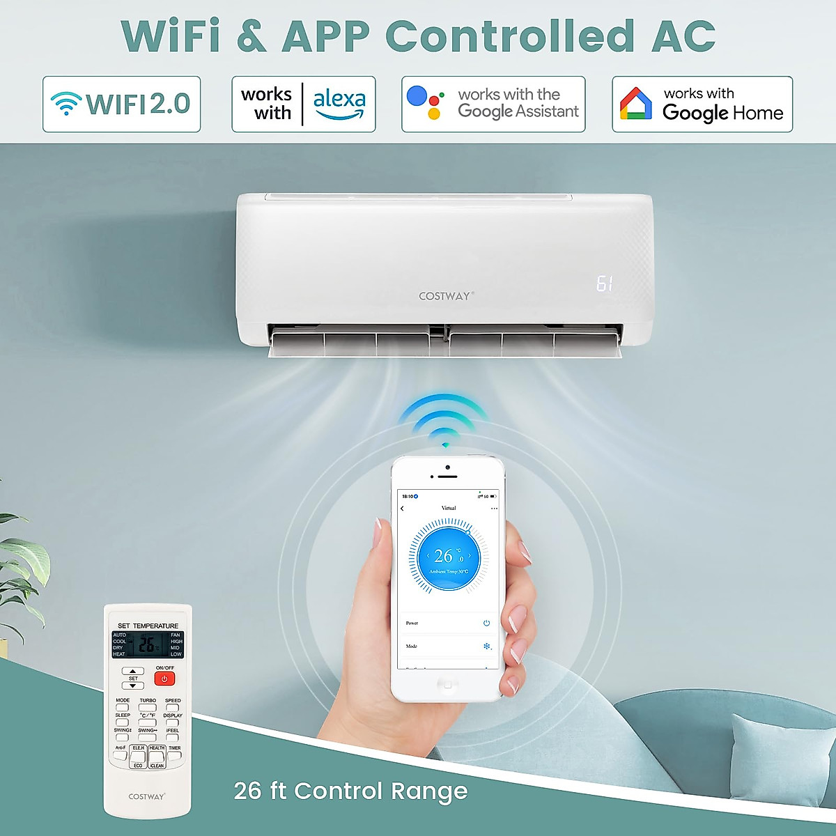 ARLIME Mini Split AC/Heating System, 24000 BTU 21 SEER2 Energy Saving Split Air Conditioner w/ 1.5 Ton Heat Pump & Installation Kit, Washable Filter, Ductless AC Unit Cools Up to 1500 Sq.ft, 230V