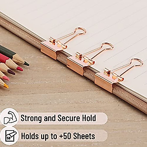 Mr. Pen- Binder Clips, Small Binder Clips, 50 Pack, 0.75 in, Rose Gold, Small Clips, Paper Binder Clips, Binder Clips Small Size, Small Paper Clips, Office Clips, Micro Binder Clips, Mini Binder Clips