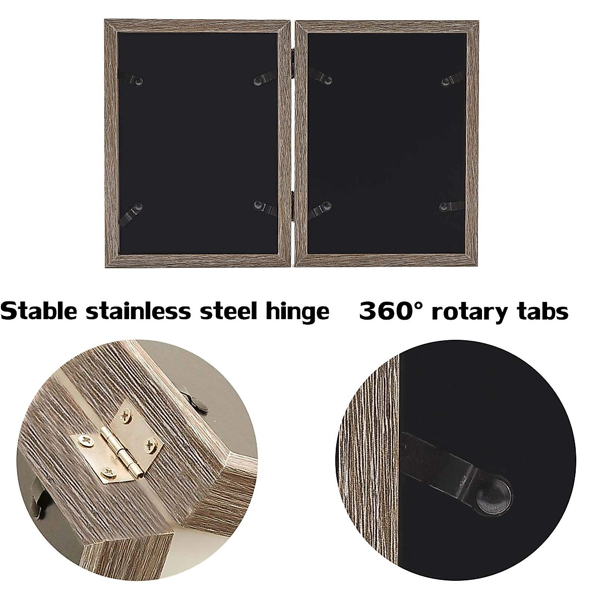 5x7 Picture Frames Double Hinged MDF Wood Grain Shadow Box with Glass Front Stand Vertical on Tabletop