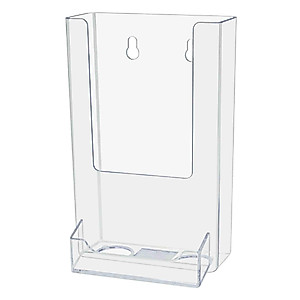 Marketing Holders 4 Pack Brochure Holder with Hardware for 4 Inch Trifolds and 3.5" x 2" Cards Printed Media for Tourist Attractions Gift Shops Retail Flyers Clear Acrylic Wall Mount