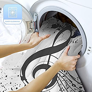 Music Note Throw Blanket, Super Soft Comfortable Bed Blanket, Luxury Fuzzy Cozy Warm Blanket for Sofa Couch Bed (Black White, Throw 50" x 60")