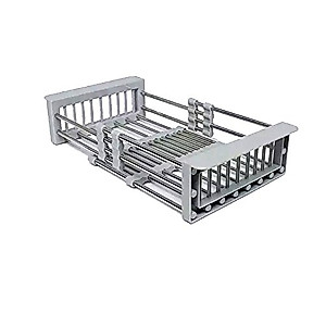 Dowell Kitchen Sink Dish Drying Racks Holders Drainer Basket - Stainless Steel Dish Drainer with Adjustable Arms Holder Functional Kitchen Sink - Organizer for Vegetable and Fruit