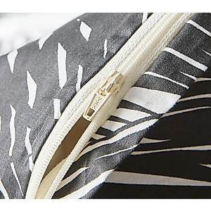 YuHeGuoJi Tropical Plant Duvet Cover Queen 100% Cotton Black Botanical Duvet Cover 3 Pcs Set 1 White Hawaiian Leaves Duvet Cover with Zipper Ties 2 Pillowcases Coastal Palm Bedding Set Soft