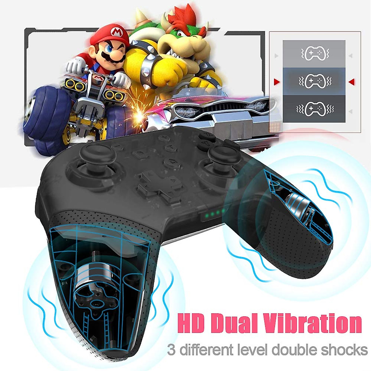 GCHT GAMING Switch Pro Controller for Nintendo Switch/Switch Lite/PC Support Wakeup, Turbo, Remote Gamepad with Joystick, Gyro Axis, Double Vibration Functions (Black)