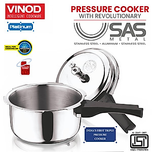 Vinod Platinum Triply SS Pressure Cooker 5.0ltr