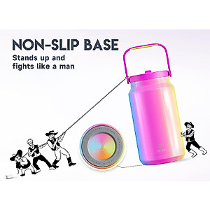 Meoky 50 oz Tumbler with Handle, Stainless Steel Vacuum Insulated Water Bottle, Keeps Cold for 36 Hours, 100% Leak Proof, BPA-free, Non-slip Base (Carnival)